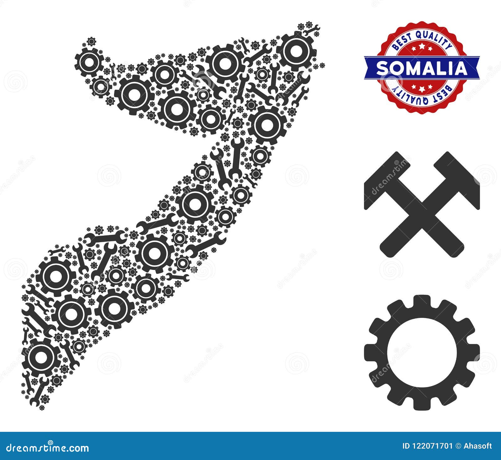 Collage Somalia Map of Service Tools Stock Vector - Illustration of ...