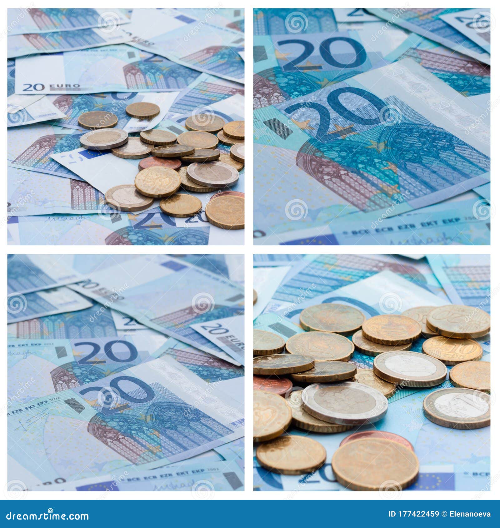 Collage of Some Euro Banknotes and Euro Coins. Full Size Stock Image ...
