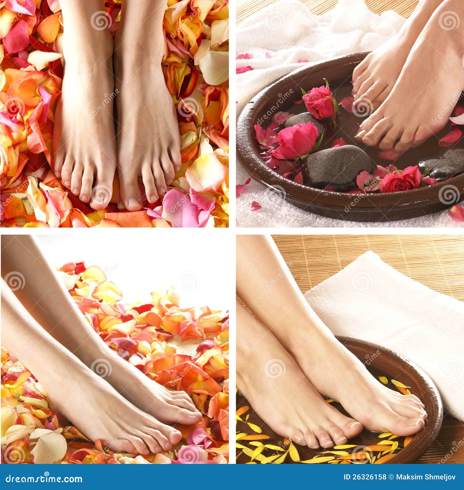 A Collage of Spa Images with Feet and Petals Stock Photo - Image of ...