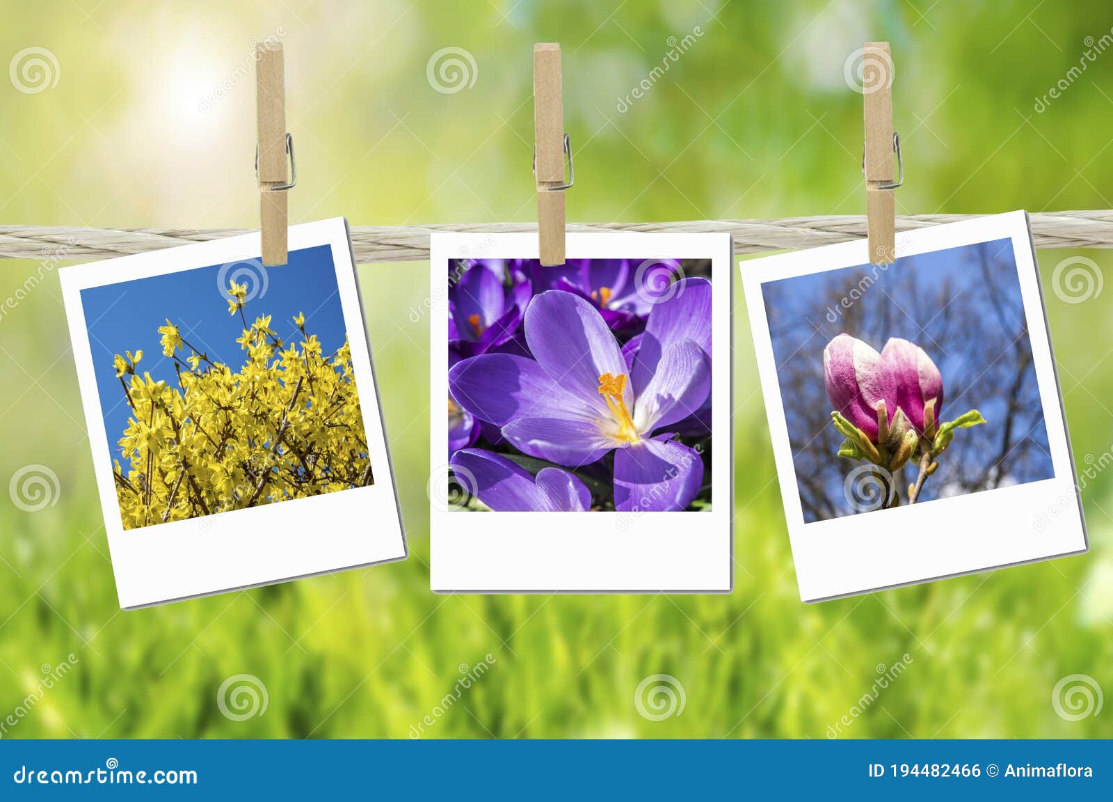 Collage Spring Time Background Template Stock Photo - Image of blue ...
