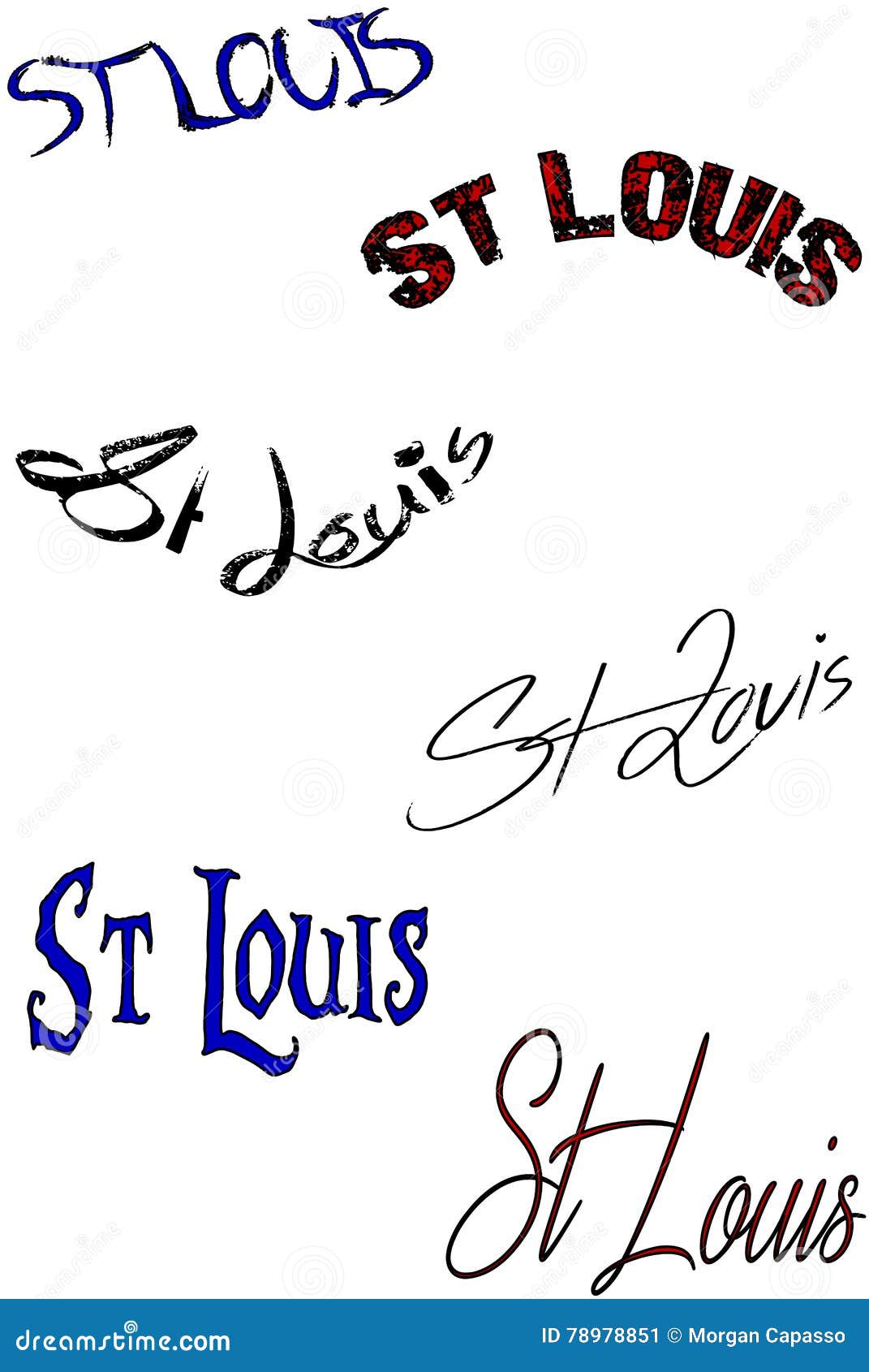 Collage St. Louis Text Sign Stock Abbildung - Illustration von reise ...