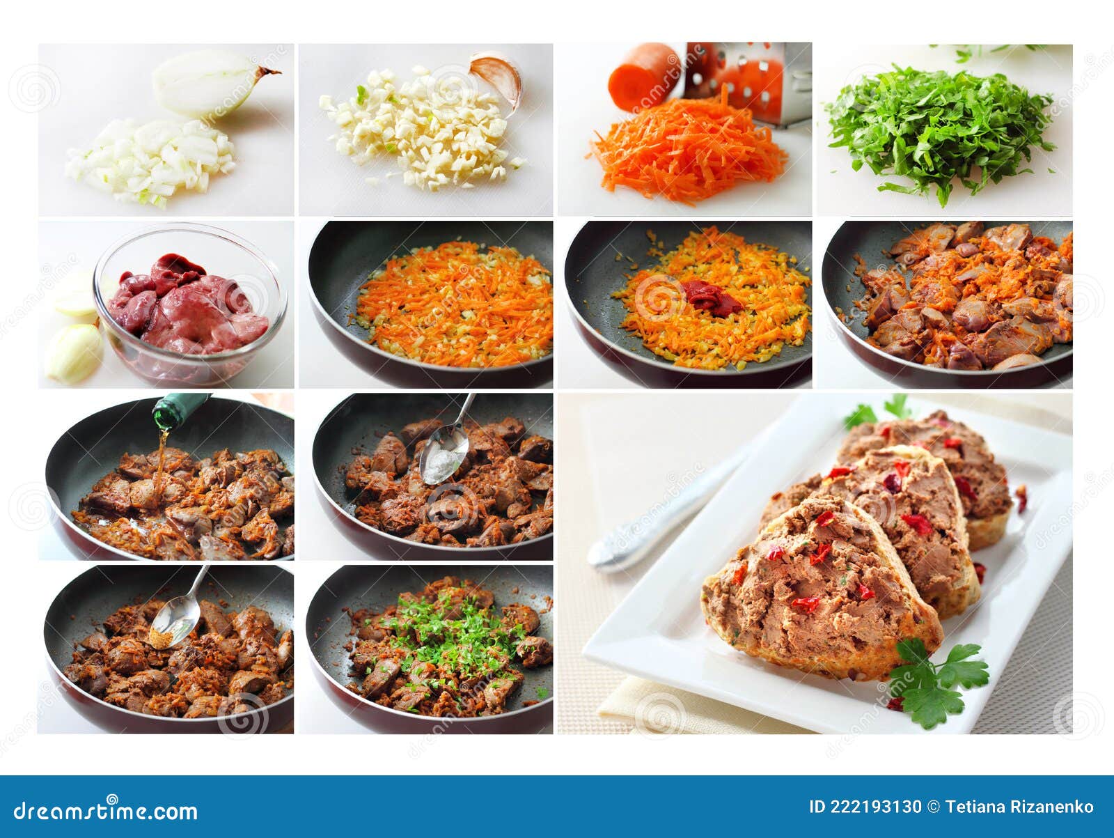Collage of Stages of Cooking Chicken Liver Pate Stock Photo - Image of ...