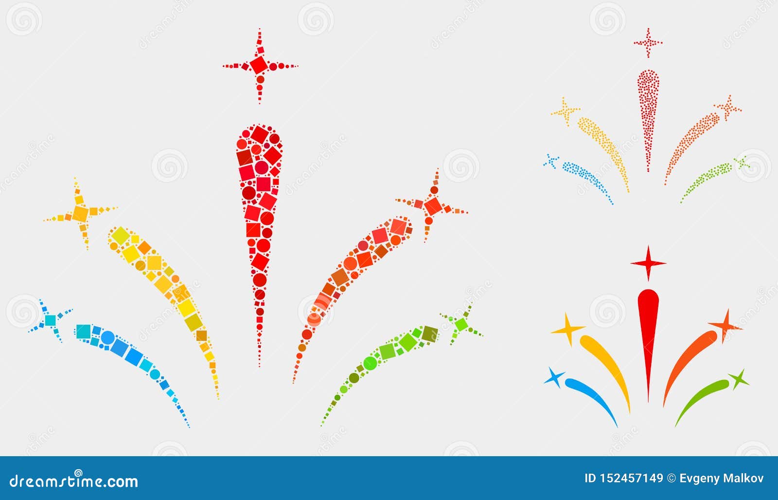 Star Fireworks Icon Mosaics of Squares and Circles Stock Vector ...