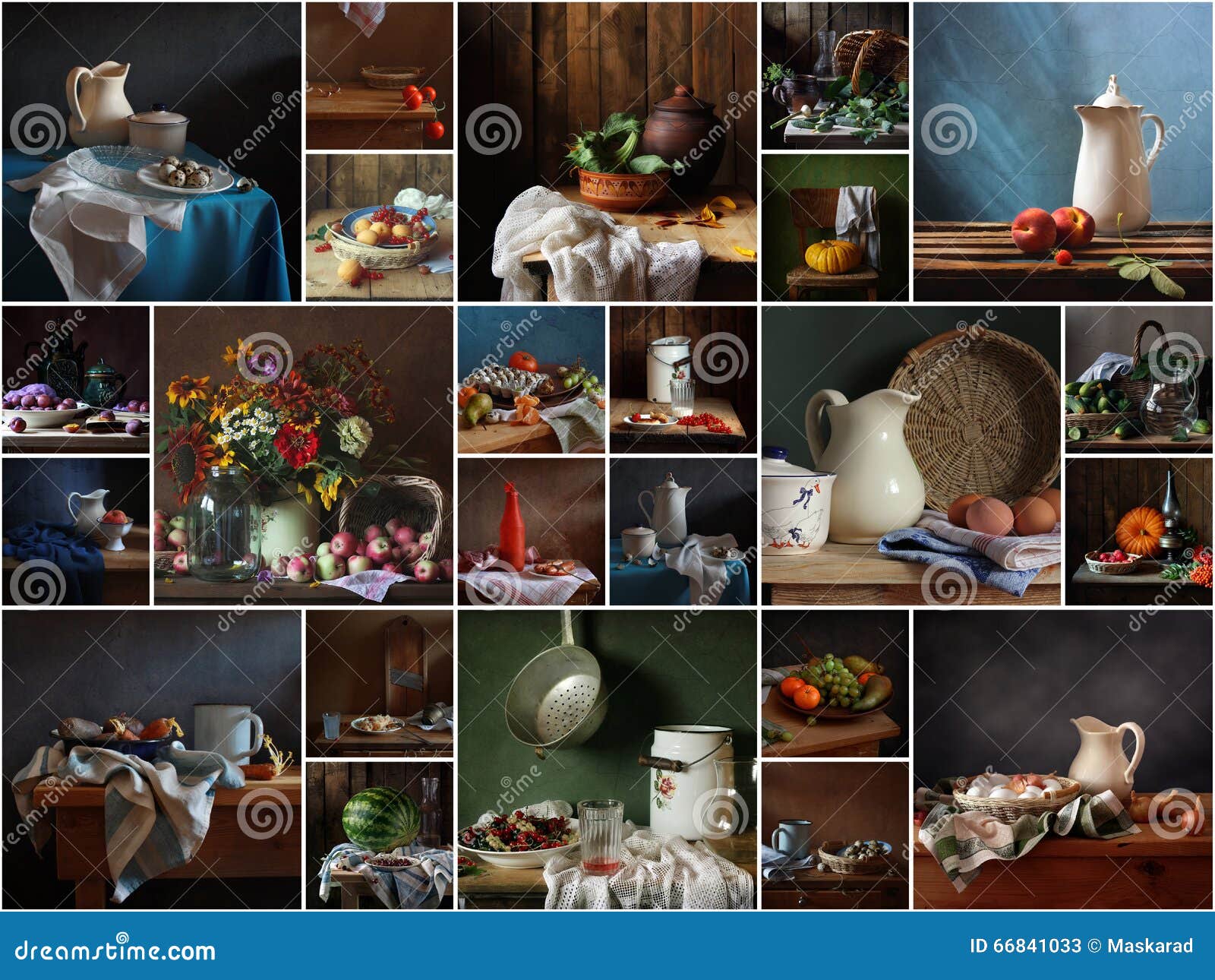 Collage from the Still Lifes Made in Kitchen. Stock Image - Image of ...