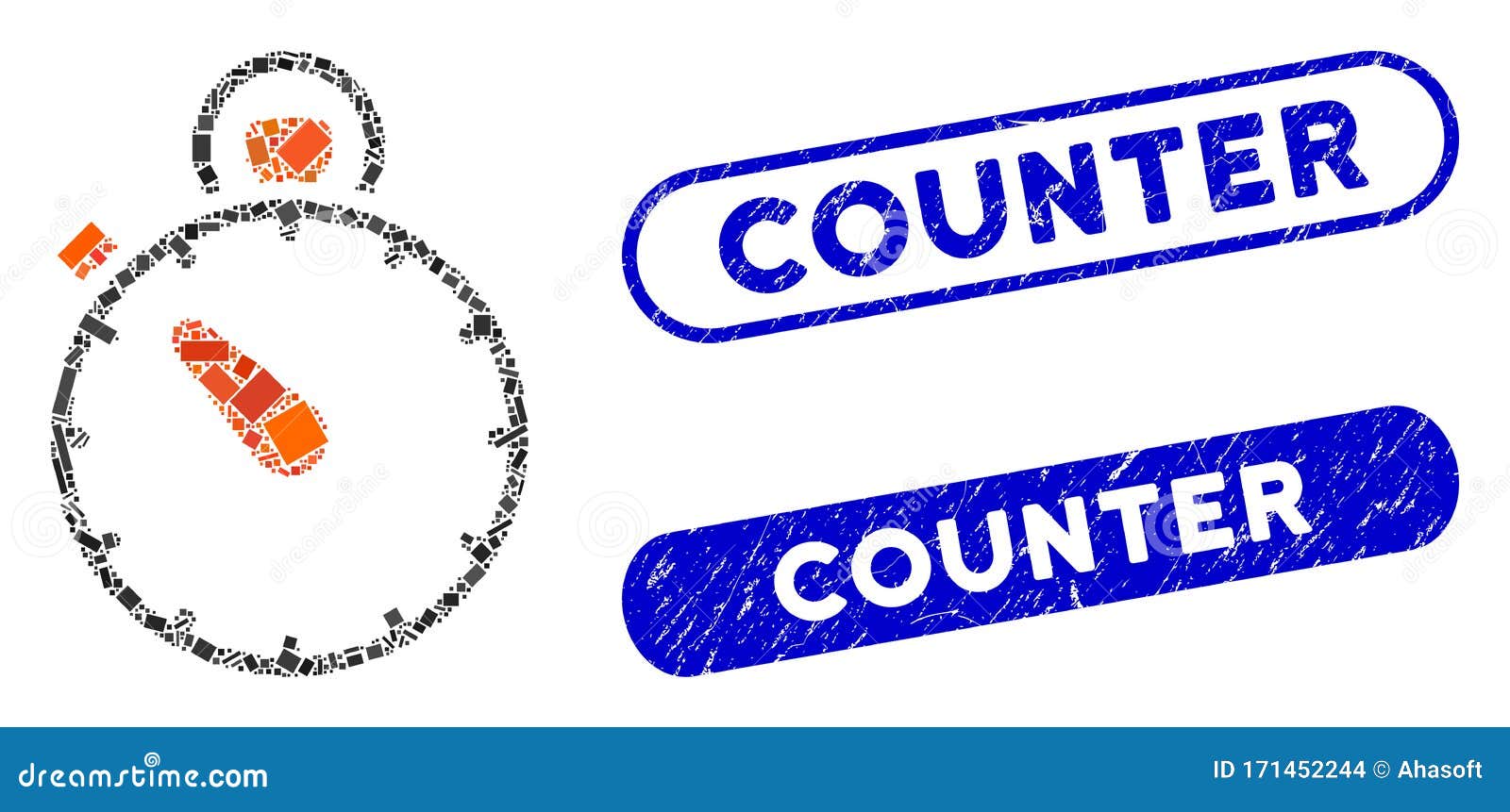 Rectangle Collage Stopwatch with Scratched Counter Seals Stock Vector ...