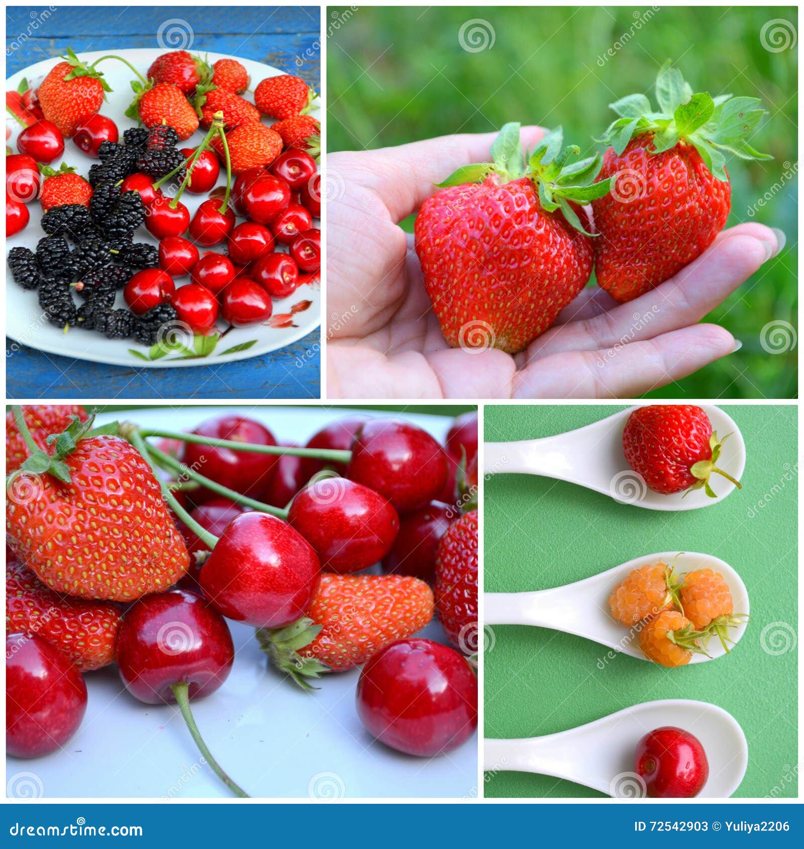 Collage. Strawberry, Cherry, Raspberry Stock Image - Image of cherry ...