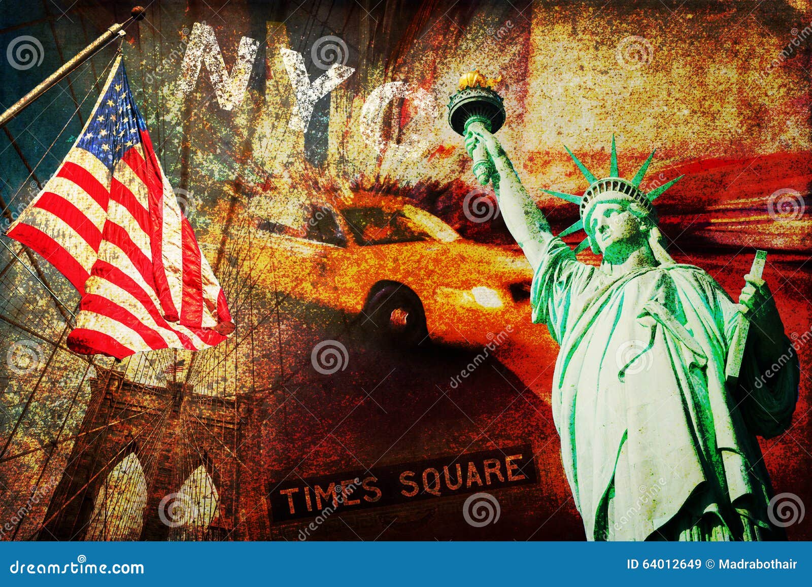 Collage Strutturato Dei Simboli Da New York Immagine Stock - Immagine ...