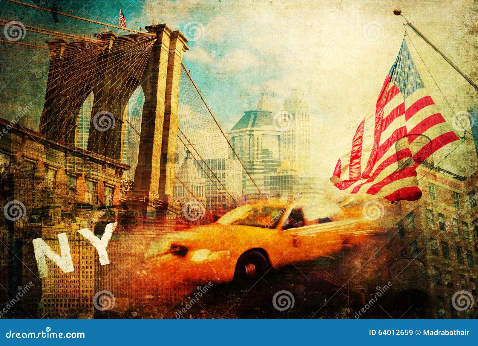 Collage Strutturato Dei Simboli Da New York Immagine Stock - Immagine ...
