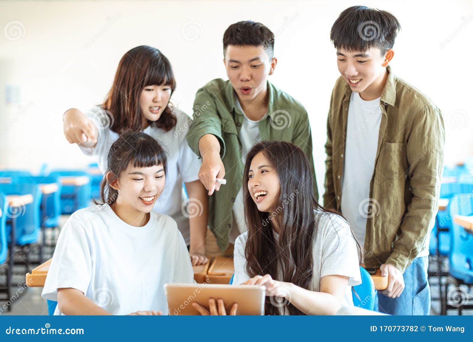 Collage Student Discuss with Classmate in Classroom Stock Photo - Image ...