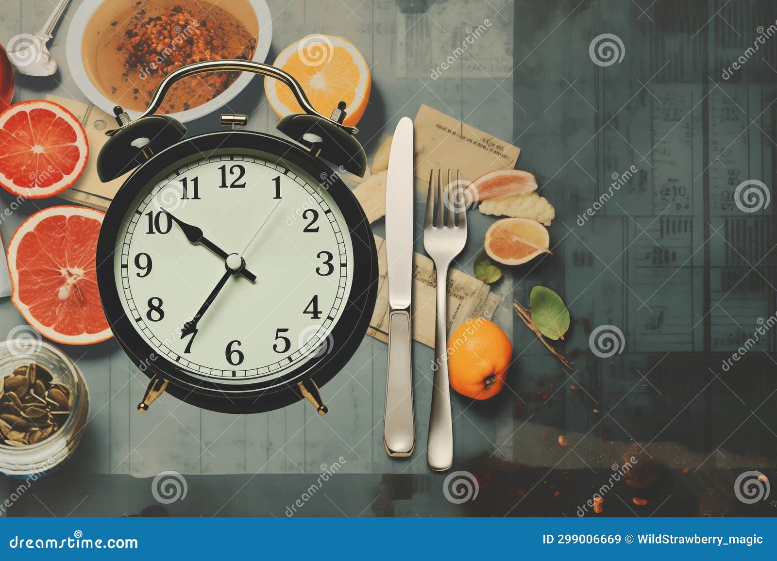 Collage Style, Interval Fasting Concept. Dietary Pattern Issues ...