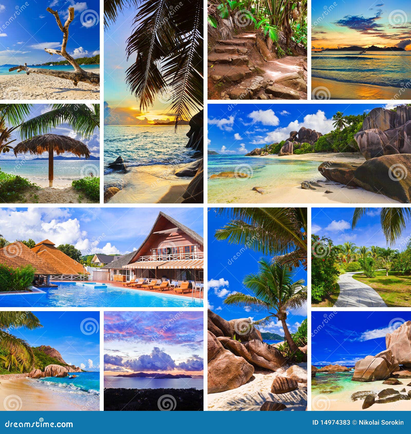 Collage of Summer Beach Images Stock Image - Image of cafe, boat: 14974383