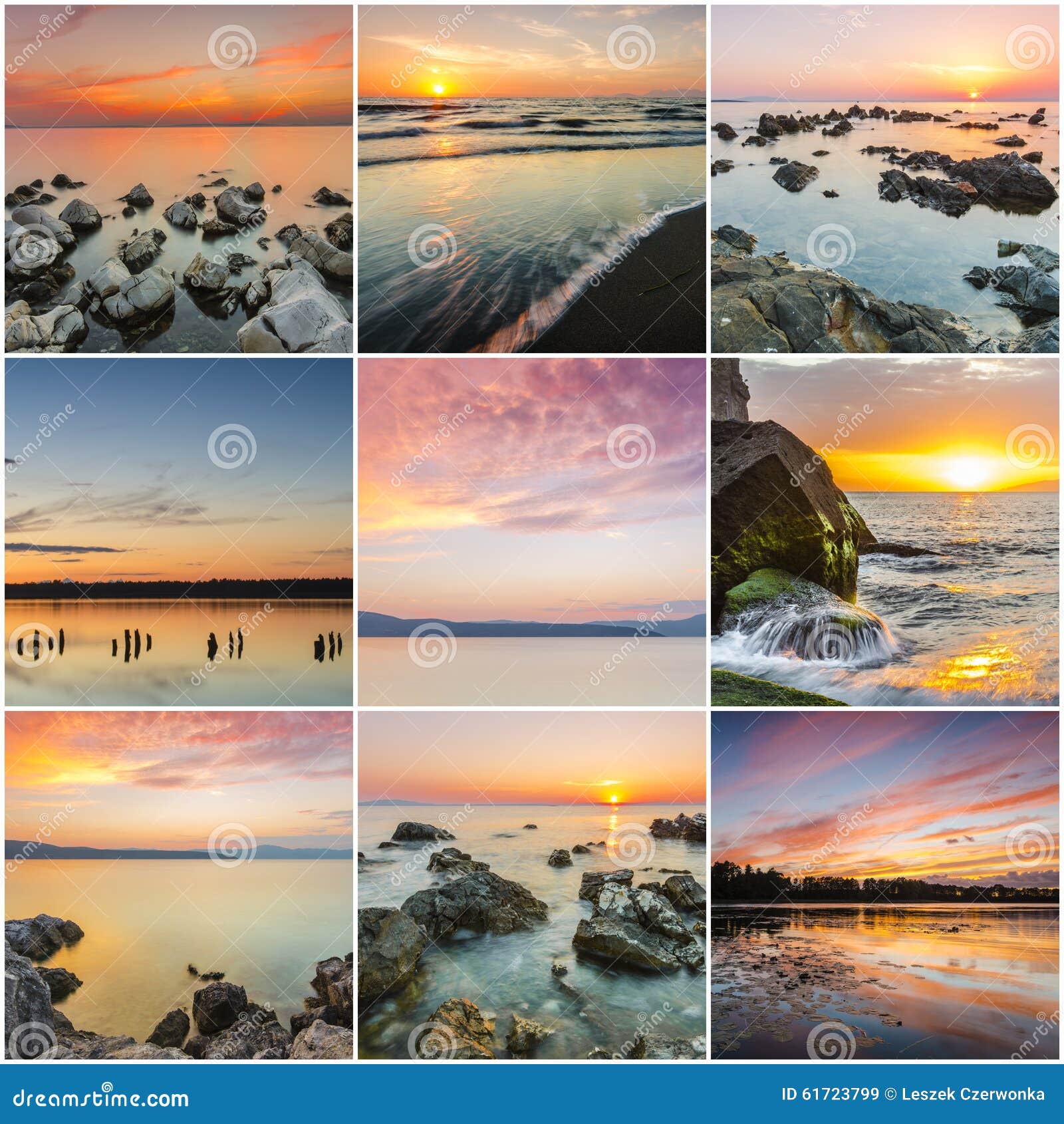 Collage of sunsets stock image. Image of destination - 61723799