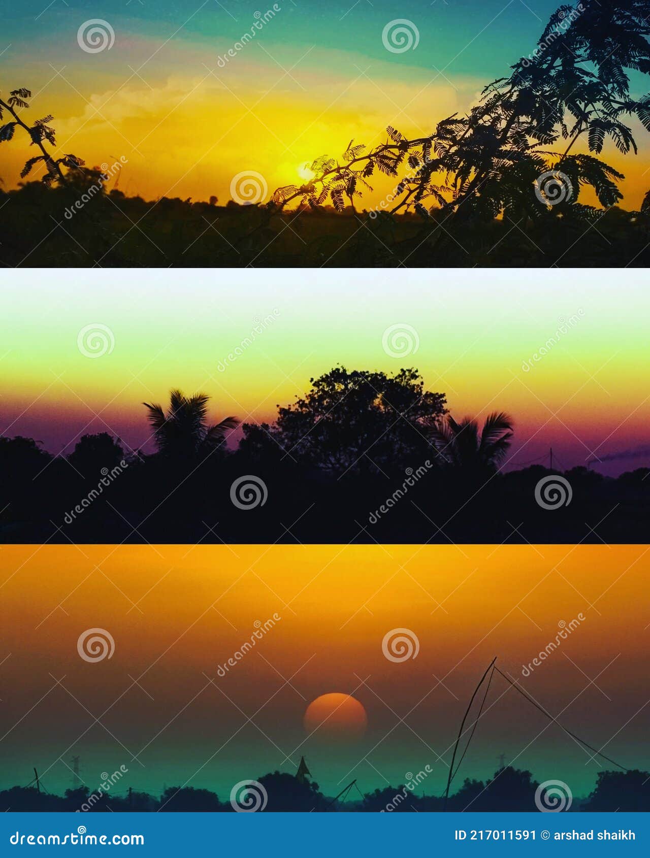 Collage of Sunsets at Townside Stock Image - Image of collage, horizon ...