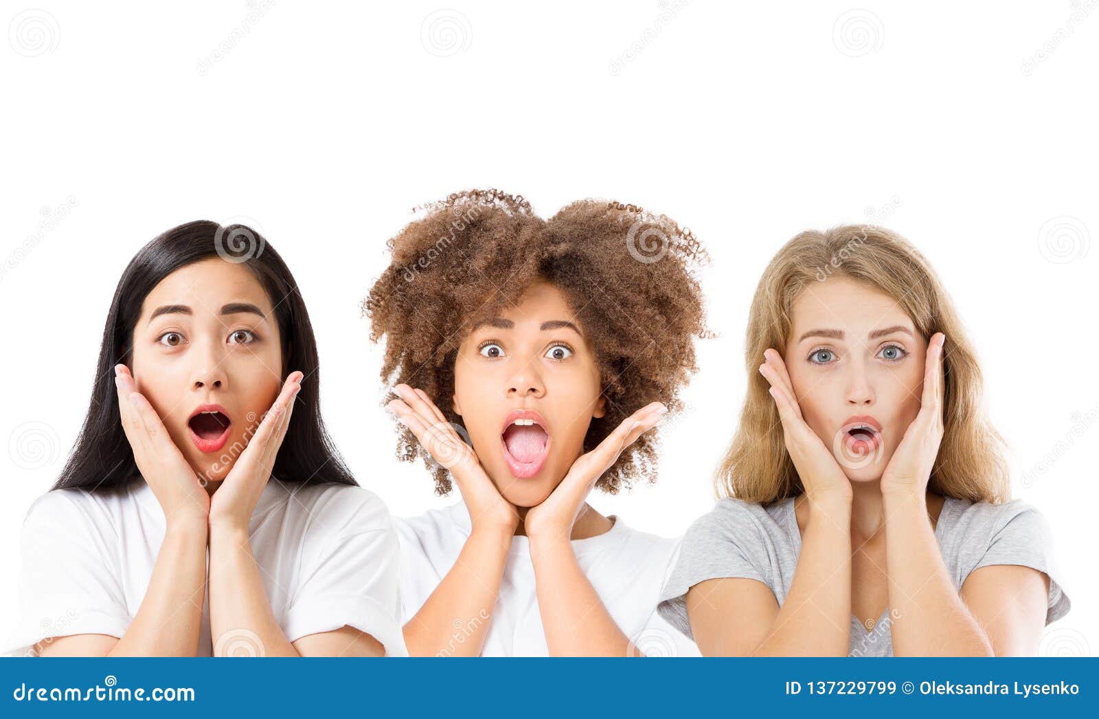Collage Of Surprised Shocked Excited Asian, Afro American And Caucasian ... Collage Of Surprised Shocked Excited Asian, Afro American And Caucasian ...