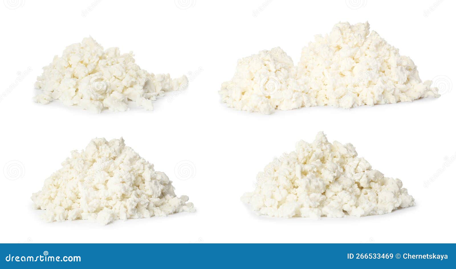 Collage with Tasty Cottage Cheese on White Background Stock Image ...