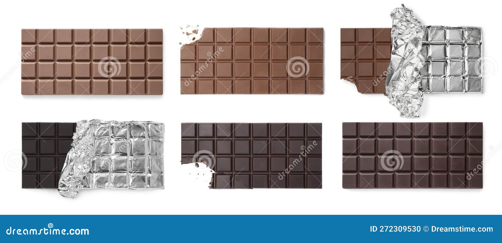 Collage with Tasty Different Chocolate Bars on White Background, Top ...