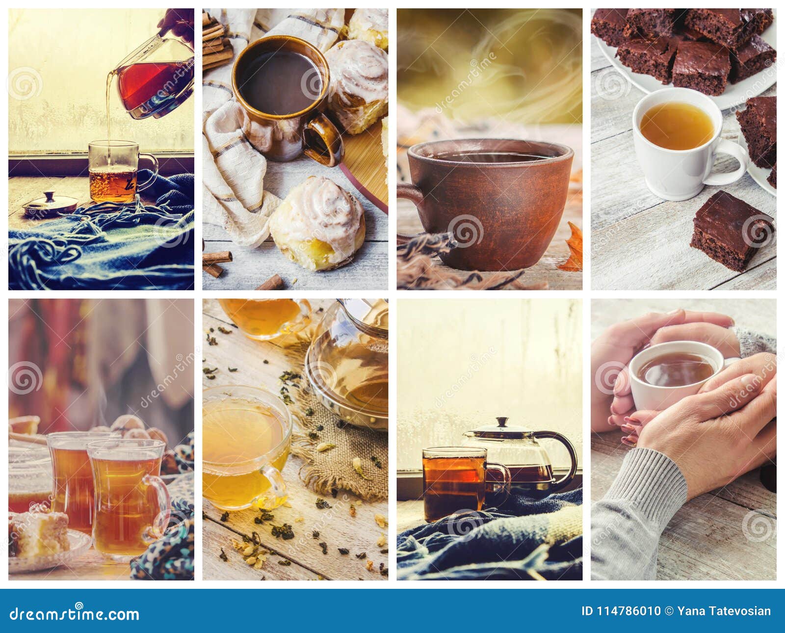 Collage of Tea. Selective Focus Stock Photo - Image of coziness, frame ...