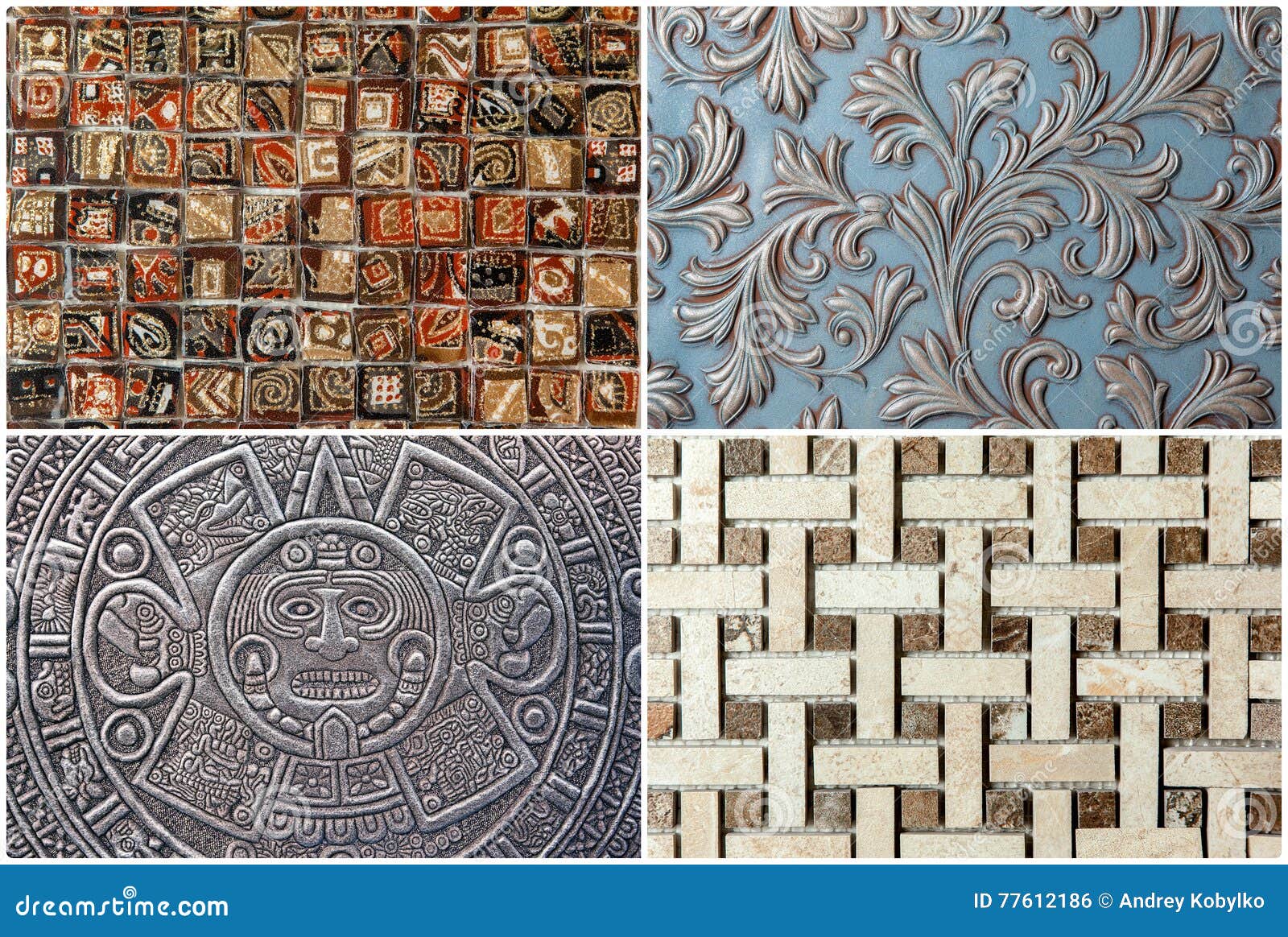 Collage of Textures Wall, Mosaic, Ornament, Pattern Stock Photo - Image ...