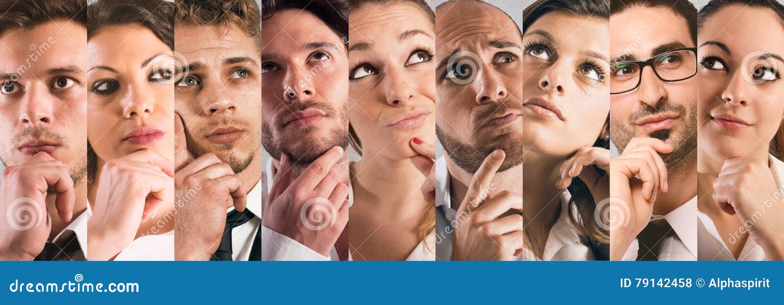 Collage Thoughtful Expressions Stock Photo - Image of incertitude ...