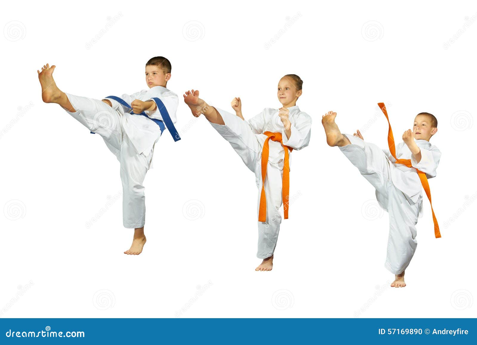 Collage of Three Athletes Beat Kick Mae-geri Stock Photo - Image of ...