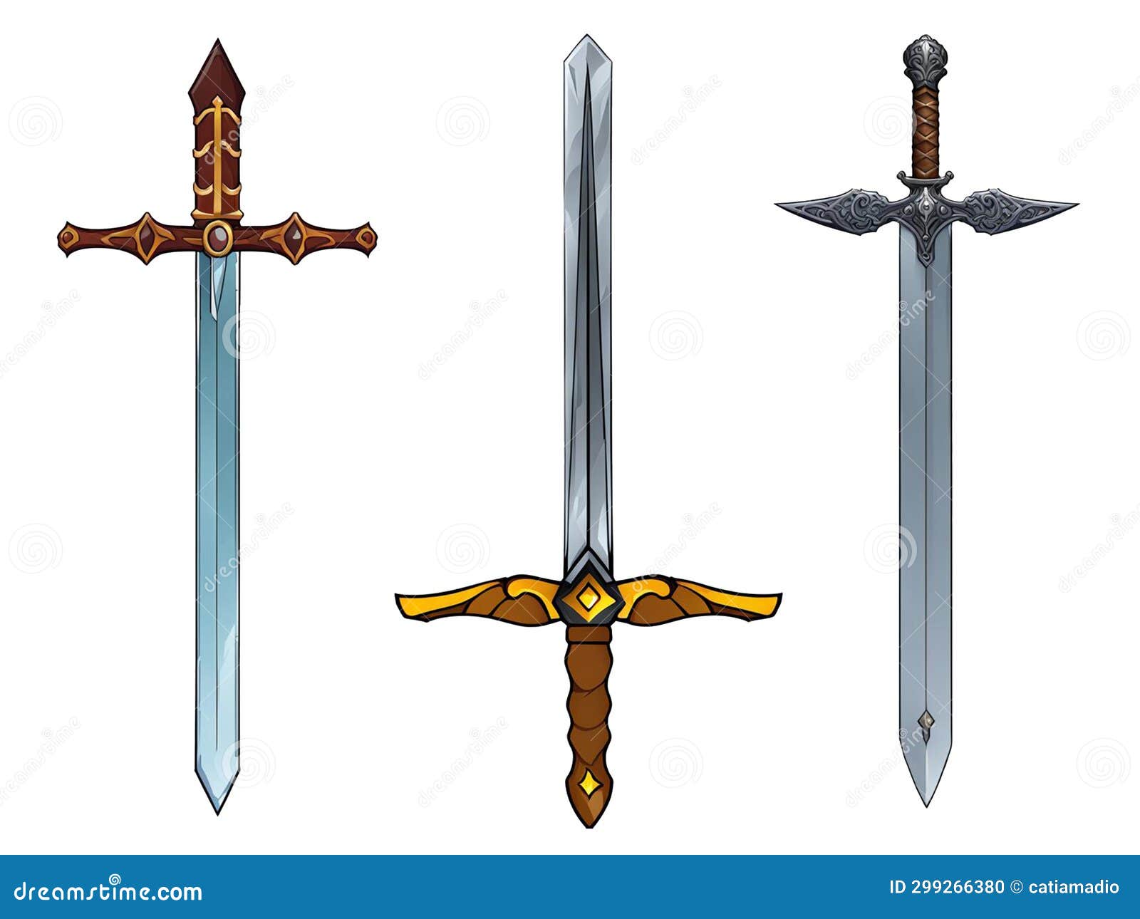 Three Swords Digital Illustration Stock Illustration - Illustration of ...
