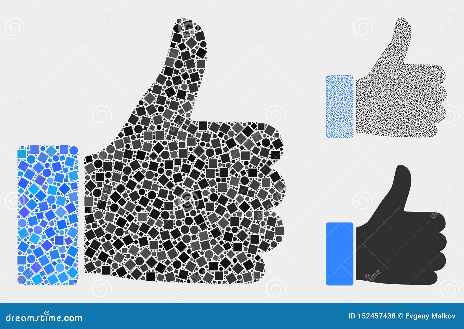 Thumb Up Icon Collages of Squares and Circles Stock Vector ...