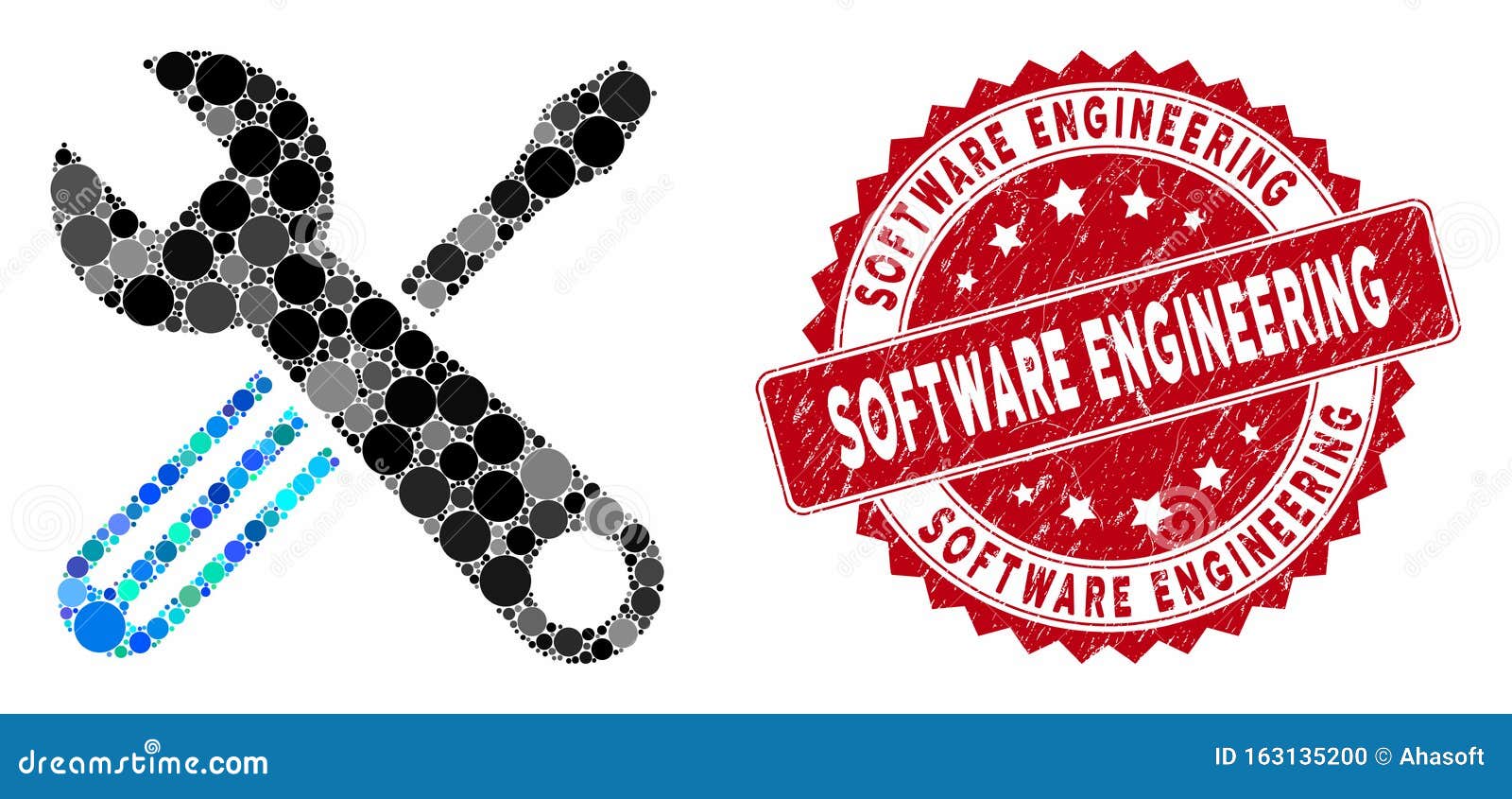 Collage Tools with Scratched Software Engineering Stamp Stock ...