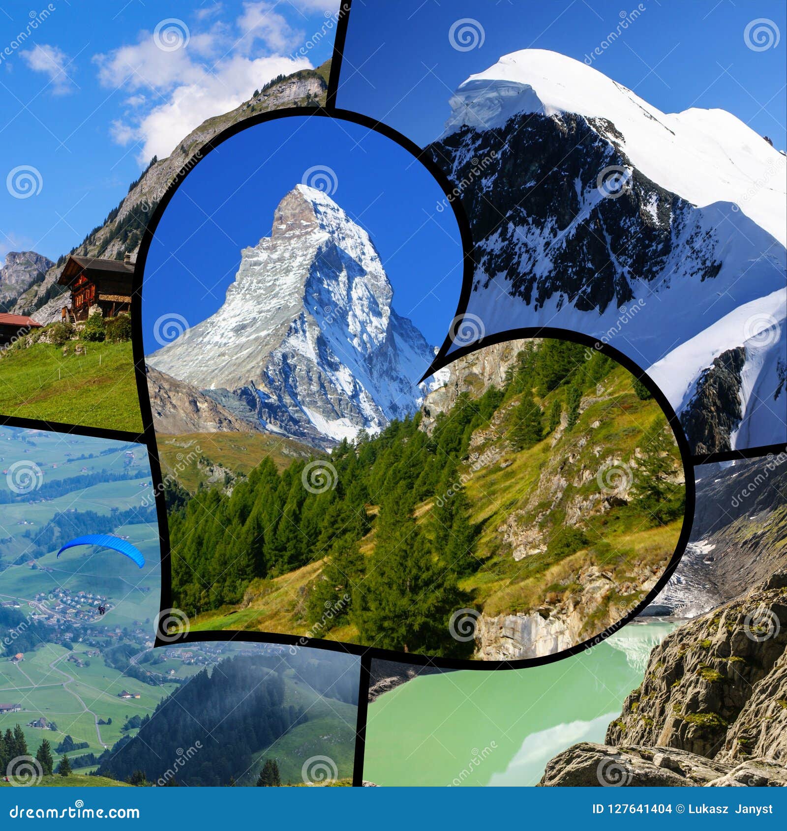 Collage of Tourist Photos of the Switzerland Stock Photo - Image of ...