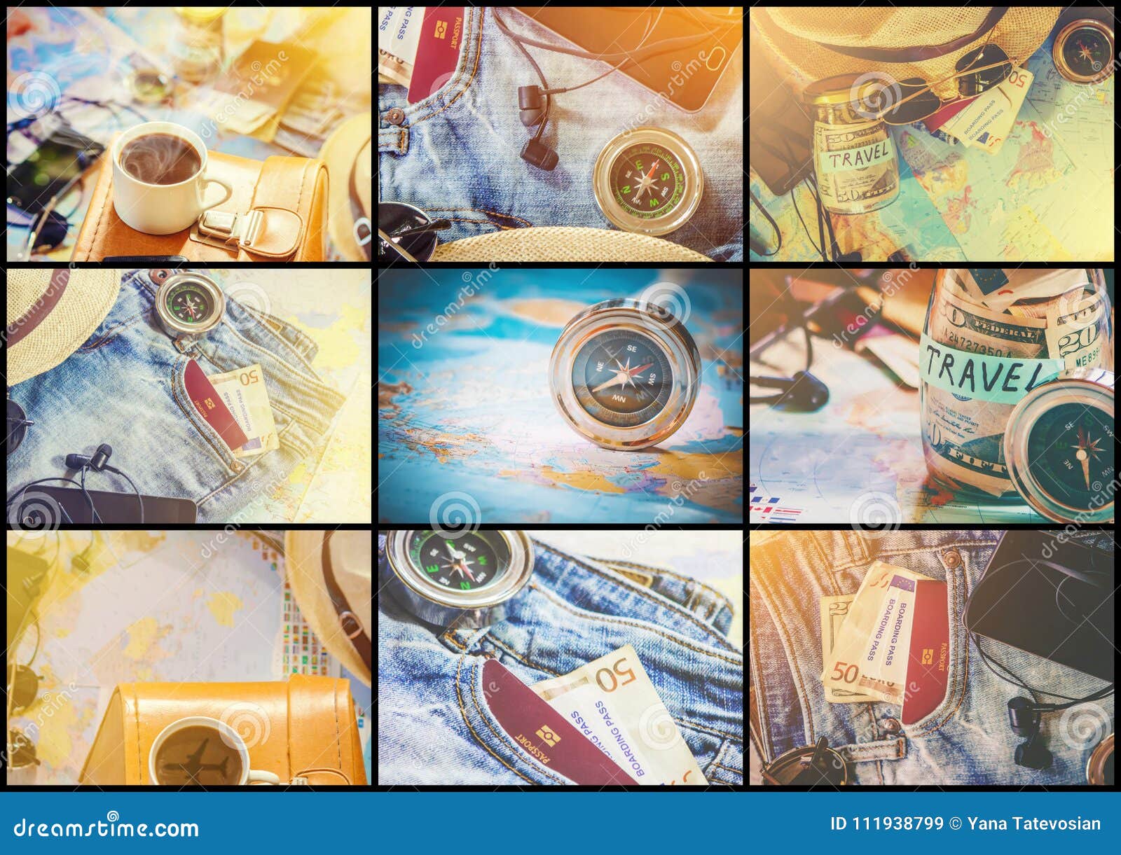 Collage Travel. map. Good. stock image. Image of flowers - 111938799