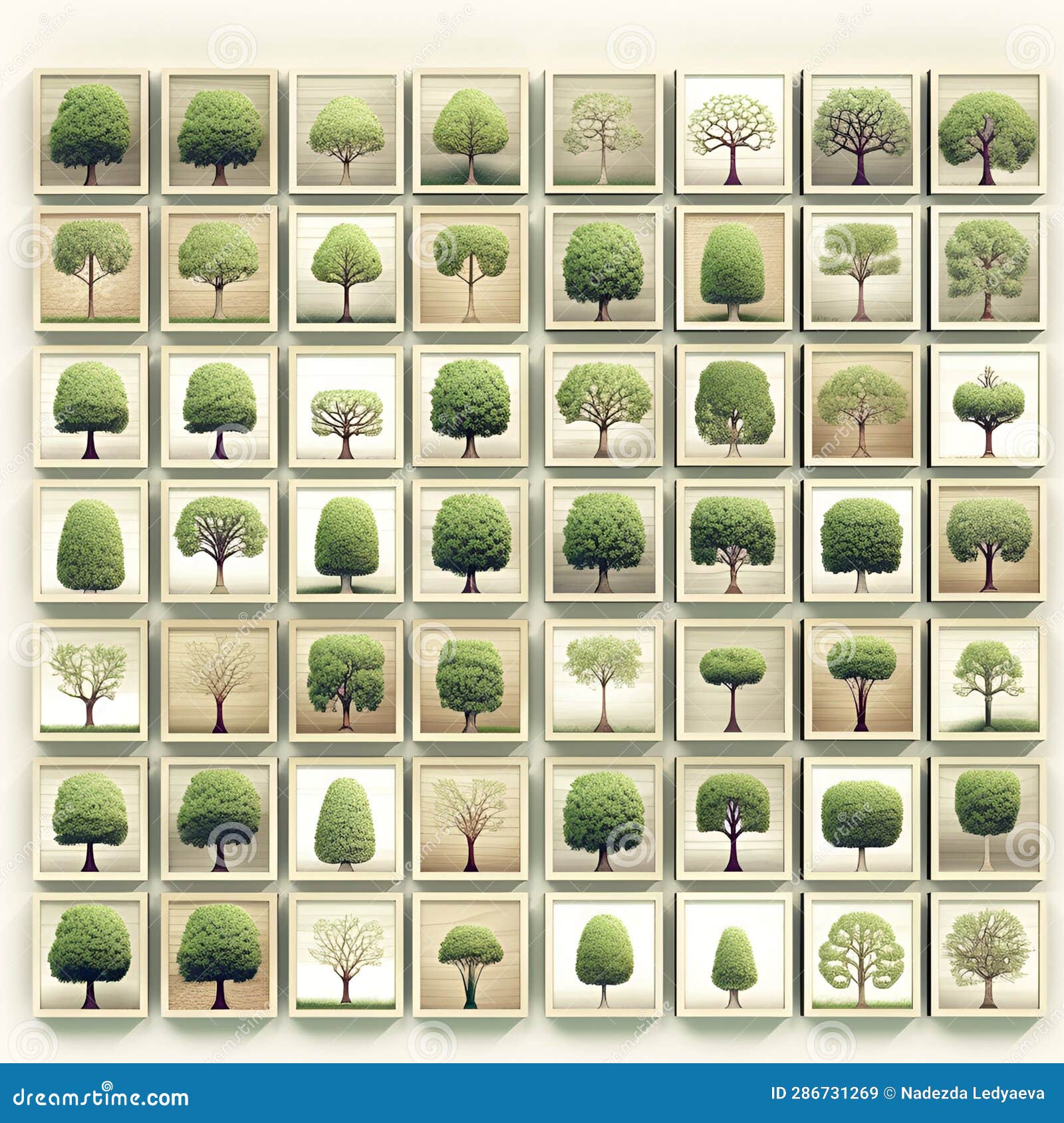 Collage with Trees of Different Breeds. Stock Illustration ...