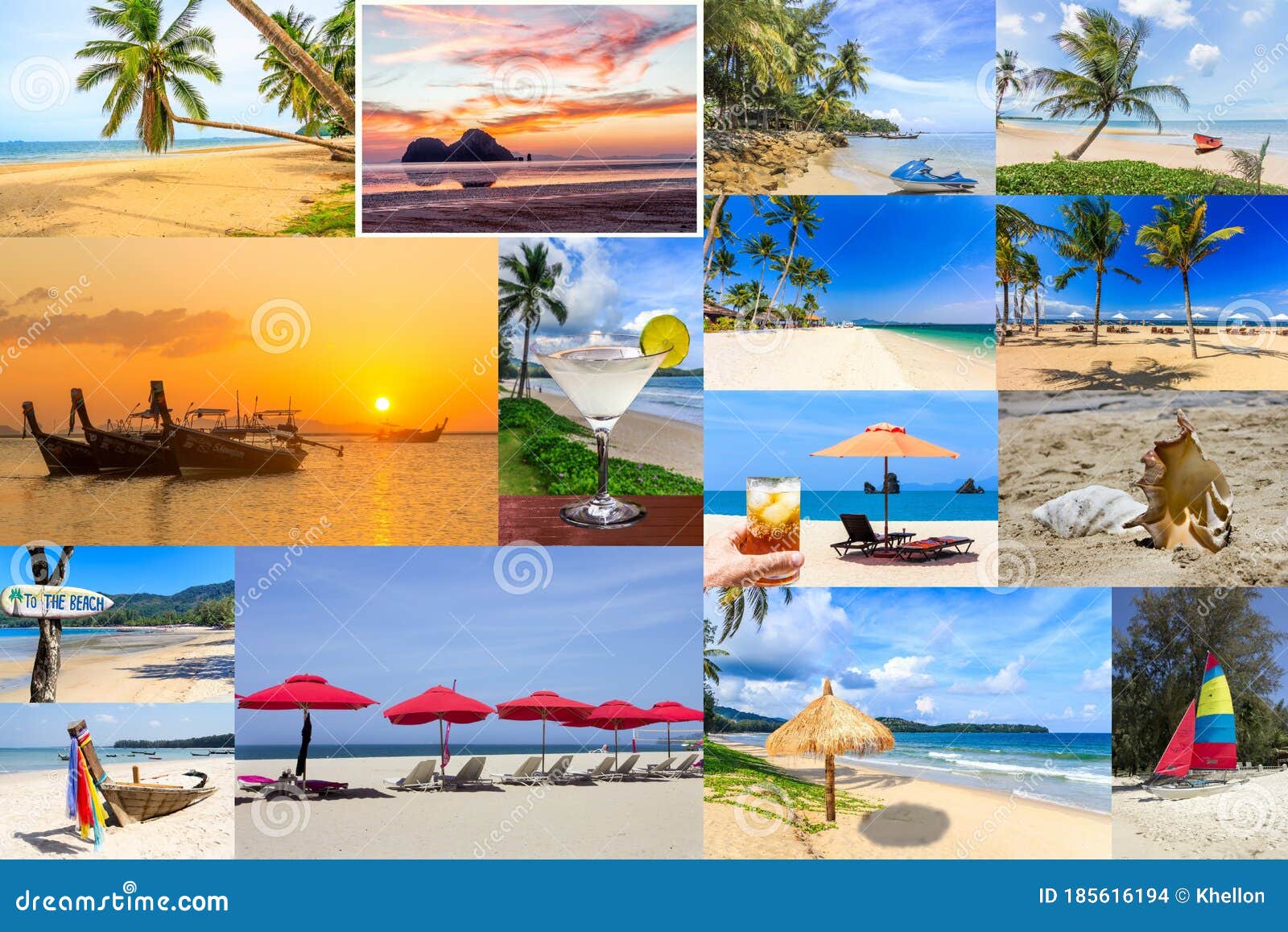 Collage of Tropical Beaches Stock Photo - Image of shellocean ...