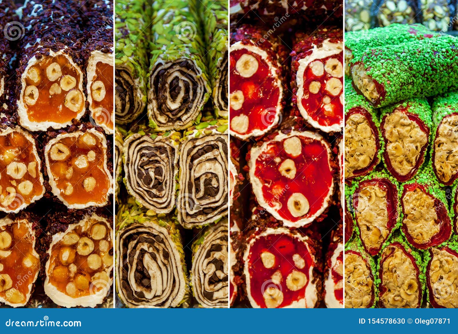 Collage Turkish Sweets Multicolored Turkish Delight Stock Photo - Image ...