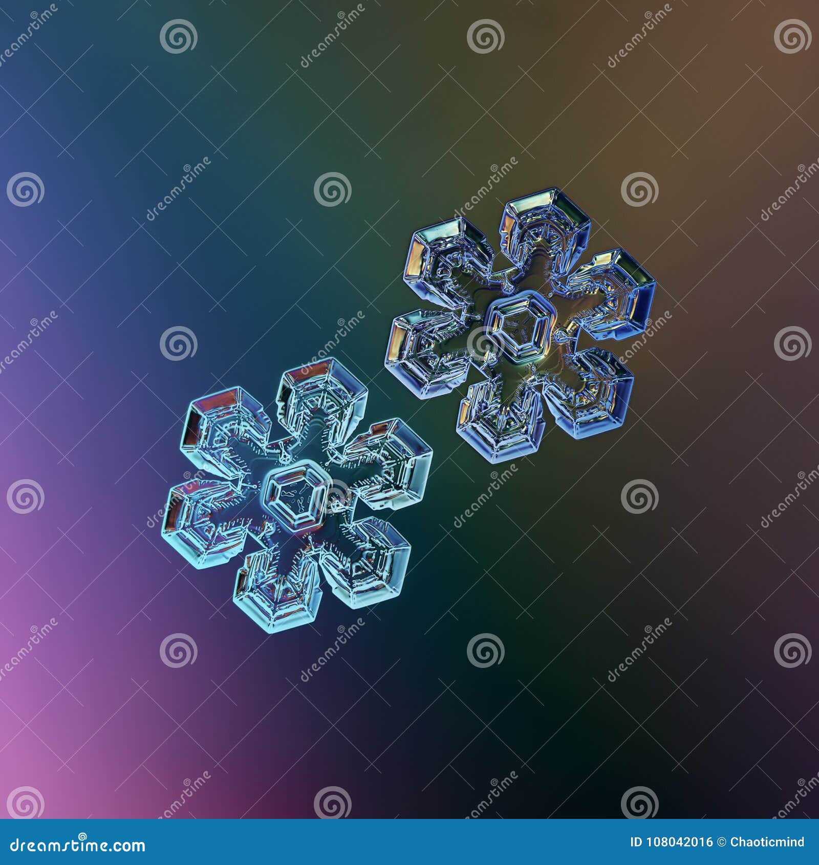 Collage with Two Color Variants of Snowflake. Stock Photo - Image of ...