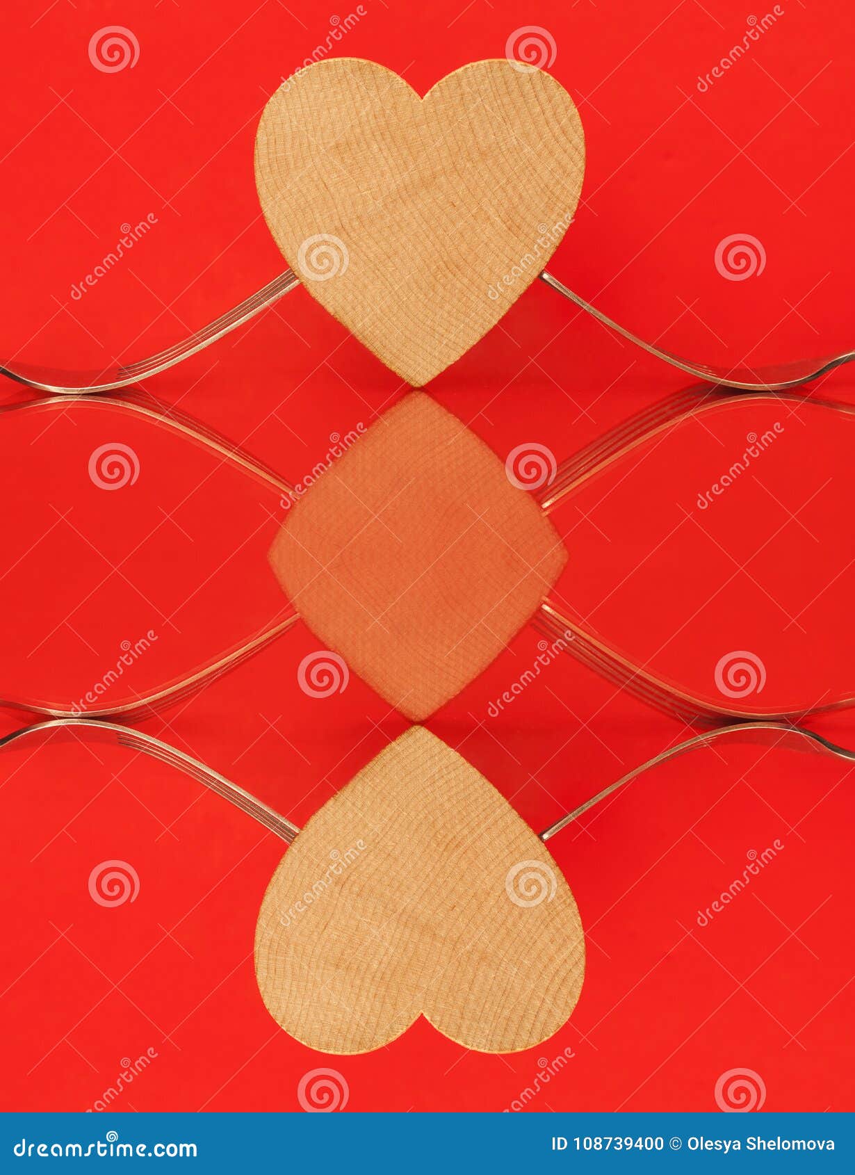 Collage of Two Images: Heart with Forks on Table Stock Photo - Image of ...