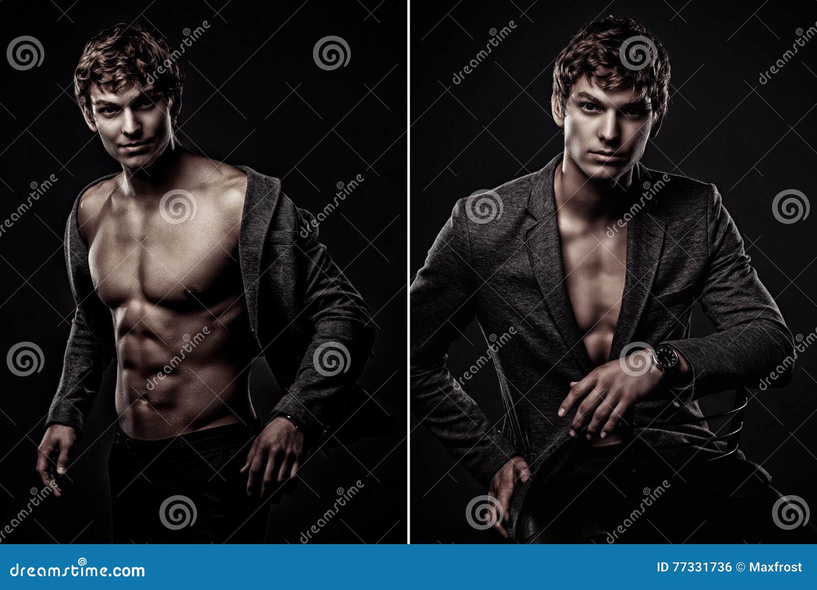 Collage of Two Images of Young Handsome Macho Man Stock Photo - Image ...
