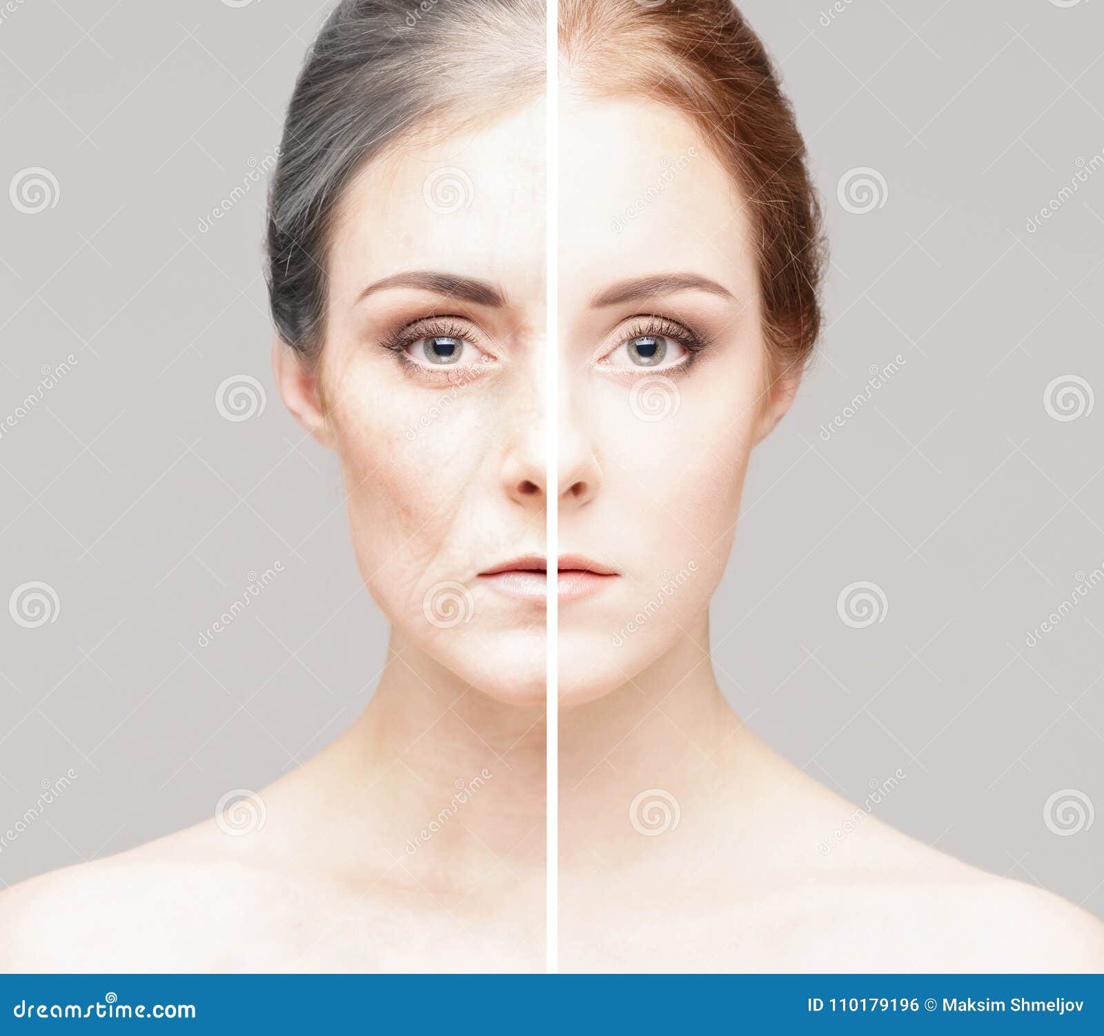 Collage of Two Portraits of the Same Old Woman and Young Girl. Stock ... Collage of Two Portraits of the Same Old Woman and Young Girl. Stock ...