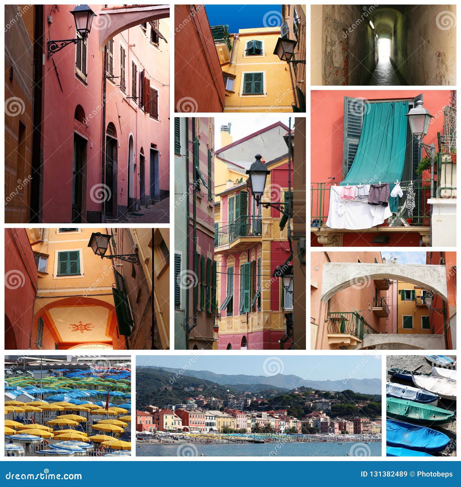 Collage of a Typical Ligurian View Editorial Stock Image - Image of ...