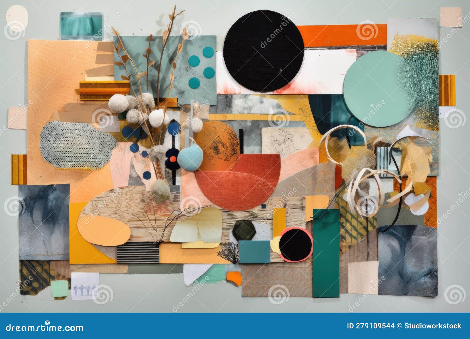 Collage with Unexpected Combination of Materials and Colors Stock ...