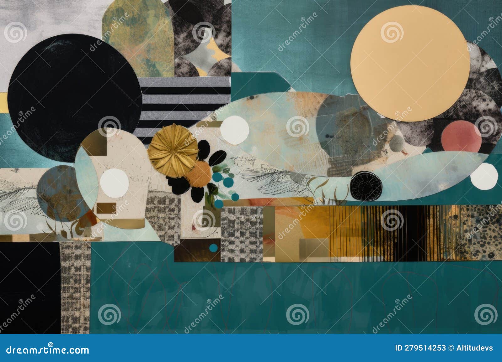 Collage with Unexpected Combination of Materials and Colors Stock ...