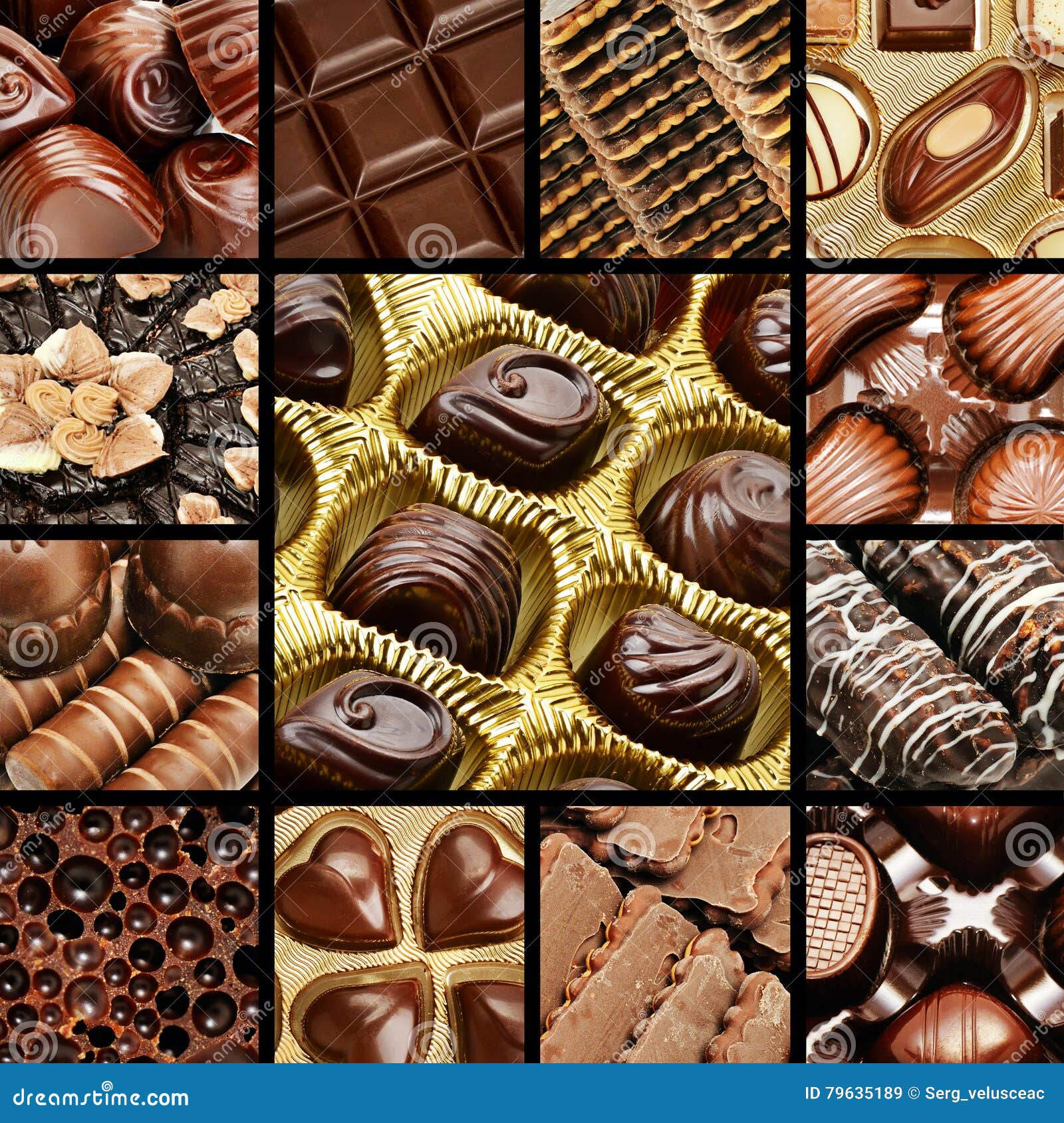 Collage Van Chocolade En Koekjes Stock Afbeelding - Image of ...