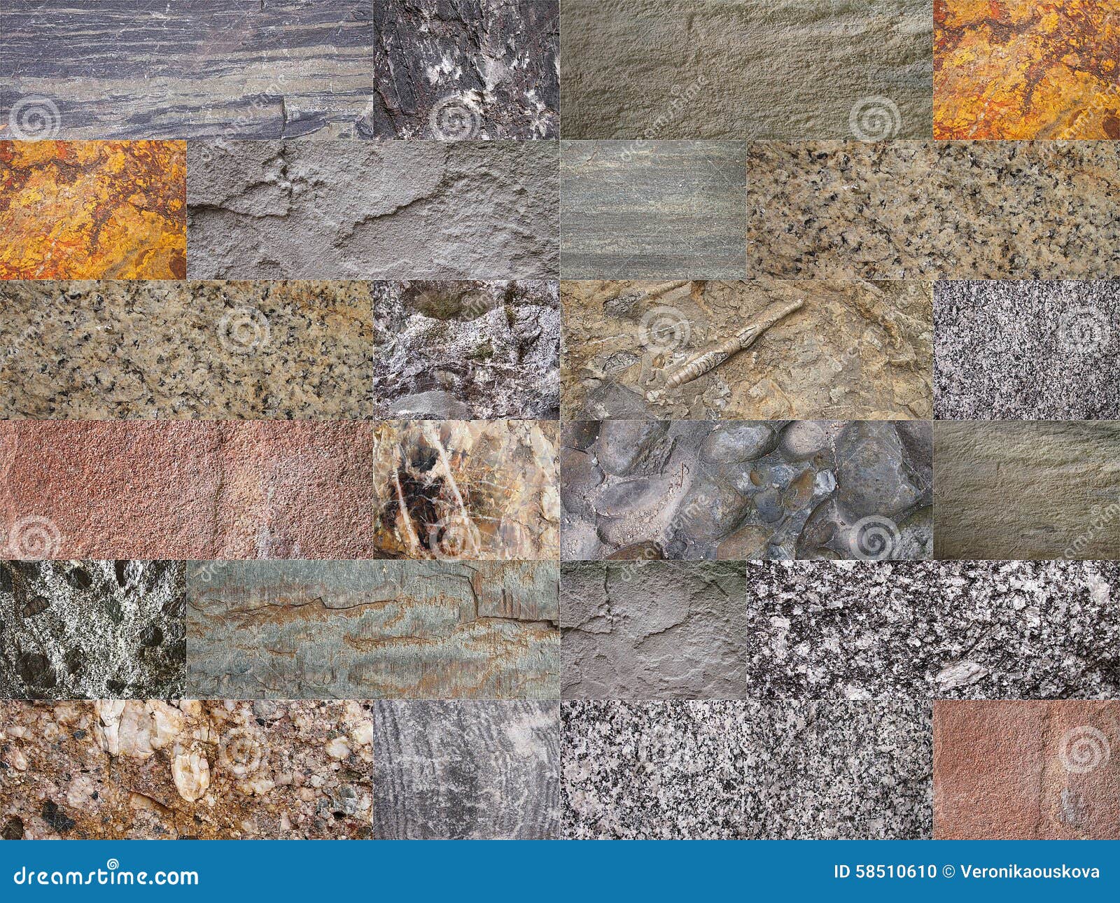Collage Van Diverse Steentype Details Stock Foto - Image of keien ...