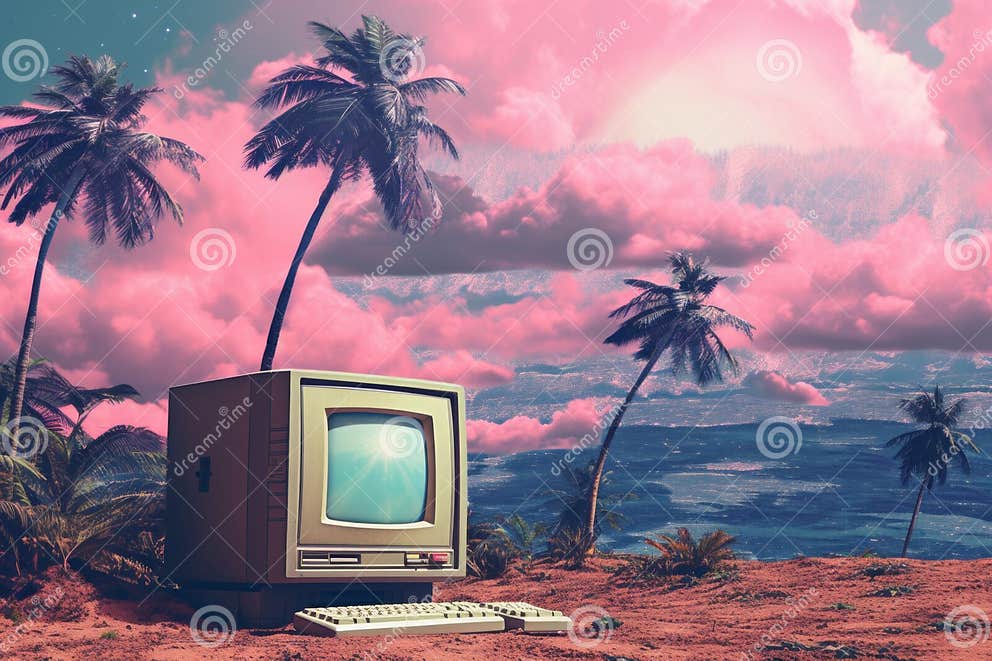 Collage of Vaporwave Elements from the 90s, Featuring Retro Computer ...