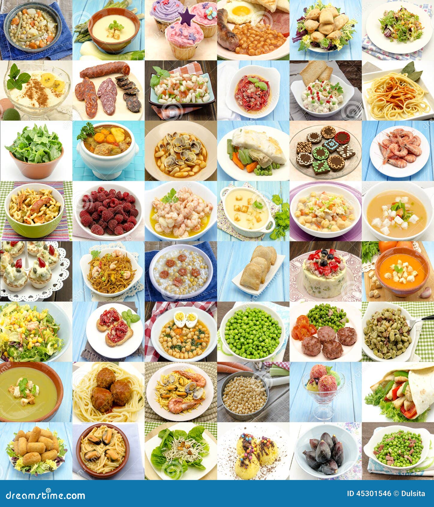 Collage stock photo. Image of fish, cake, dishes, carrot - 45301546