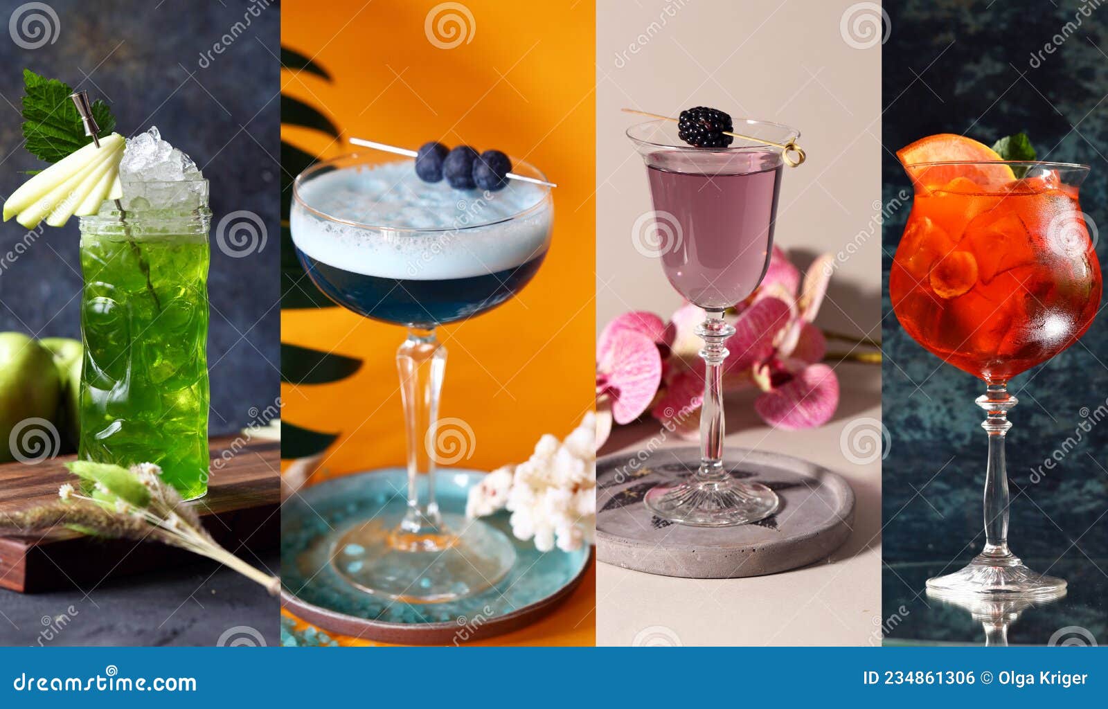 Various Alcoholic Cocktails Stock Photo - Image of sweet, ingredient ...