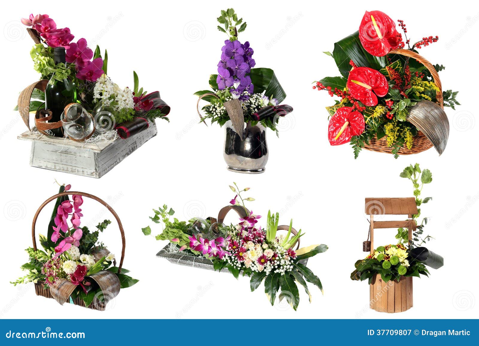 Collage of Various Colorful Flower Arrangements Stock Image - Image of ...