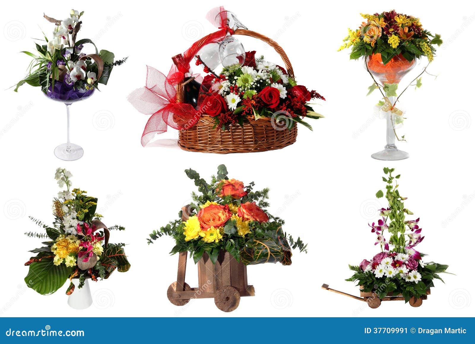 Collage of Various Colorful Flower Arrangements Stock Image - Image of ...