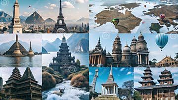 Collage of Various Famous Landmarks and Structures from Around the ...