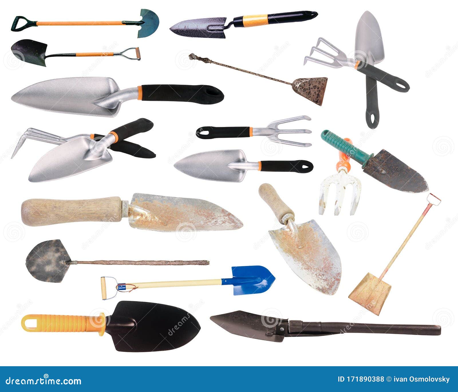 Collage of Various Garden Tools on a White Background Stock Photo ...
