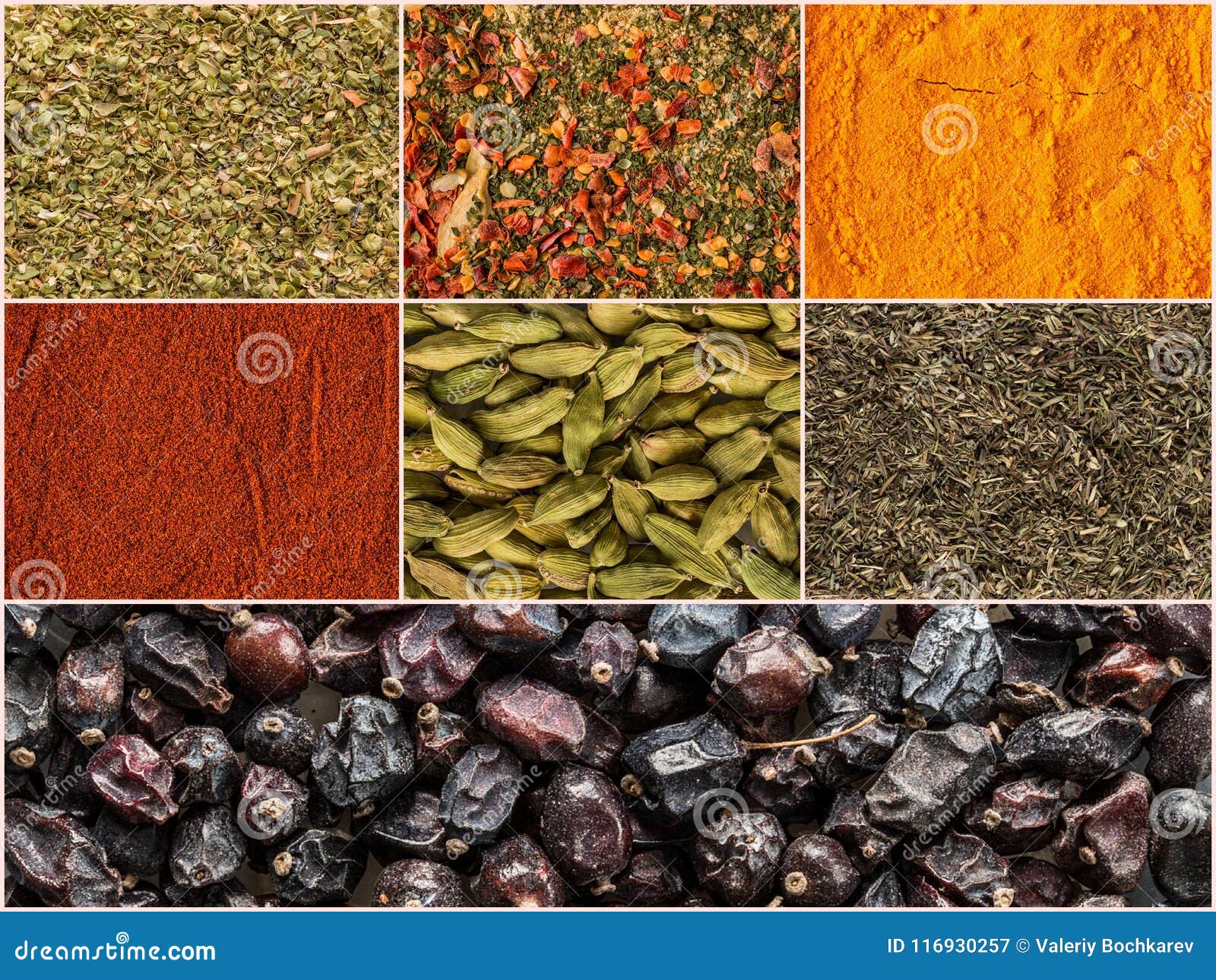 Collage of Various Herbs and Spices As Background Stock Image - Image ...