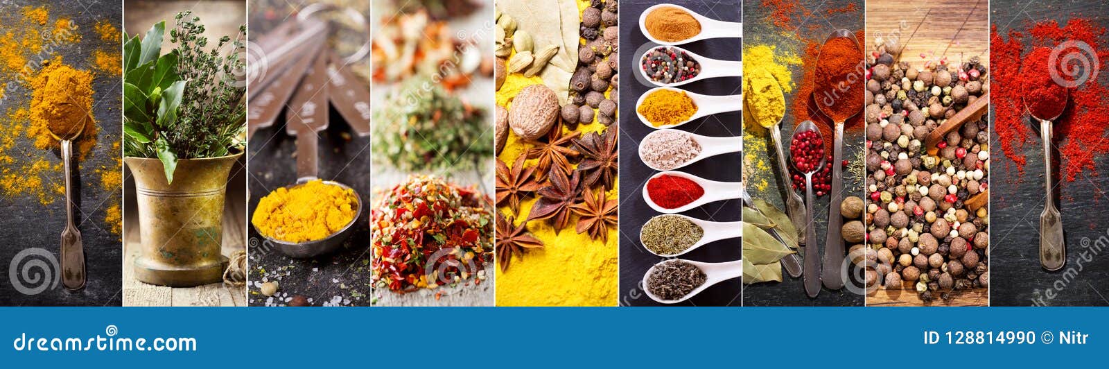 Collage of Various Herbs and Spices Stock Photo - Image of anise ...